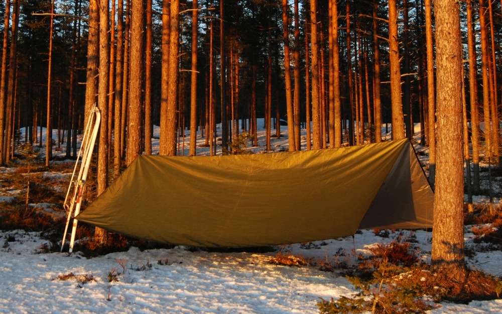 Bushmen Thermo-Tarp Shelter Fabric 4 x 3 m, Olive Green / Silver - US ...